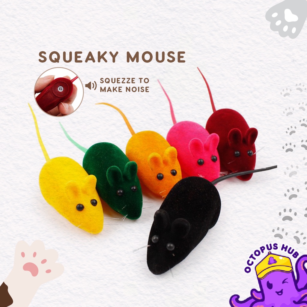 OCTOPUS Rubber Squeaky Mouse Cat Kitten Toy (Random Pick Colour) Mainan Kucing_SQUEAKY MOUSE ...