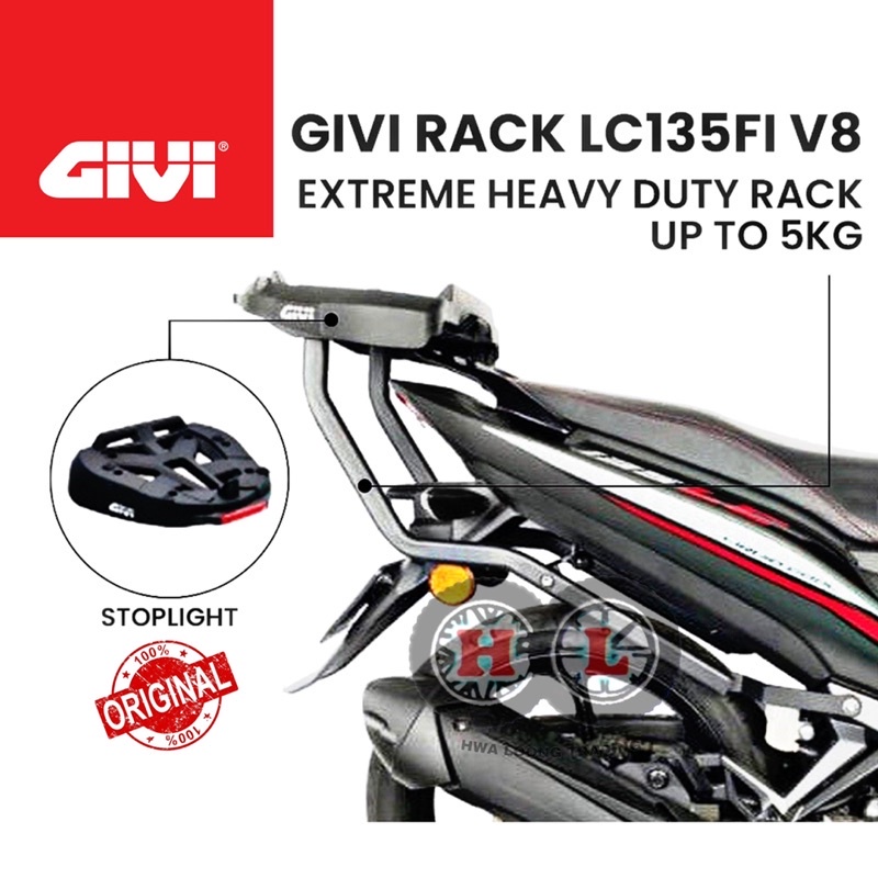 GIVI MONORACK J YAMAHA LC135 ORIGINAL ( GIVI HEAVY DUTY RACK J LC135 FI ...
