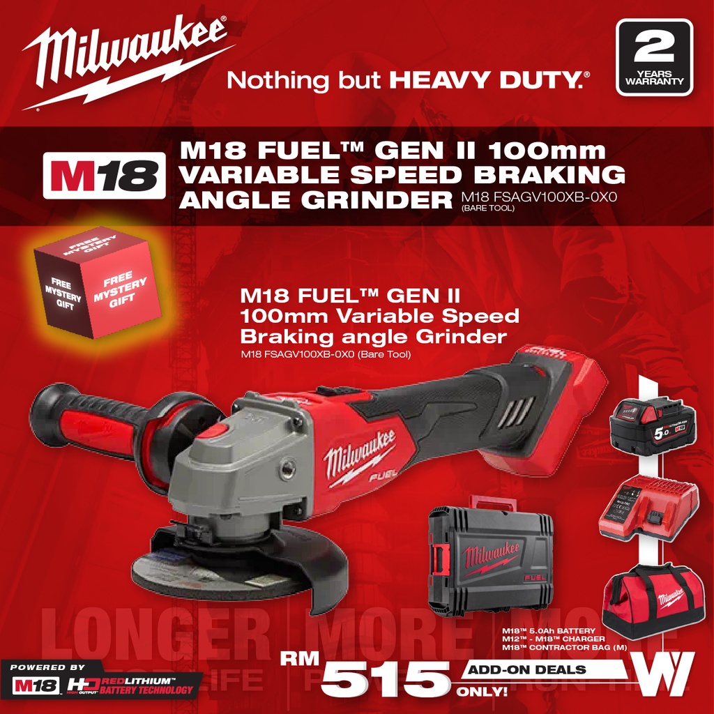 M18 FUEL™ GEN II 100mm VARIABLE SPEED BRAKING ANGLE GRINDER M18 ...