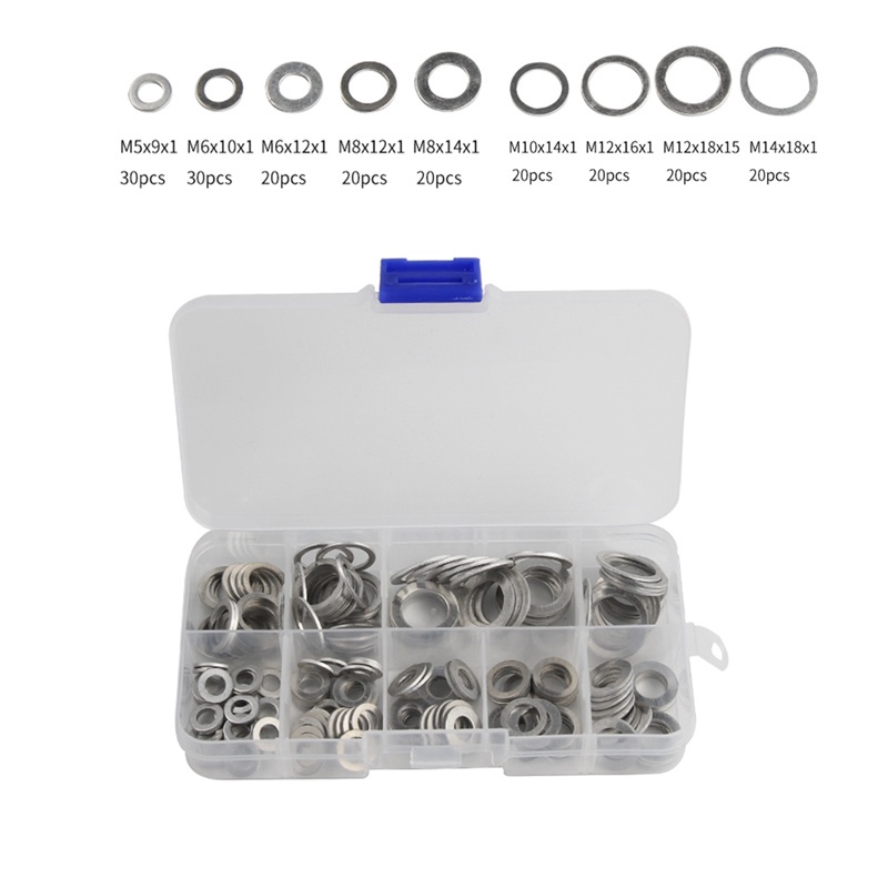 200pcs Aluminum Flat Washer Gasket Set M5/M6/M8/M10/M12/M14 Flat ...