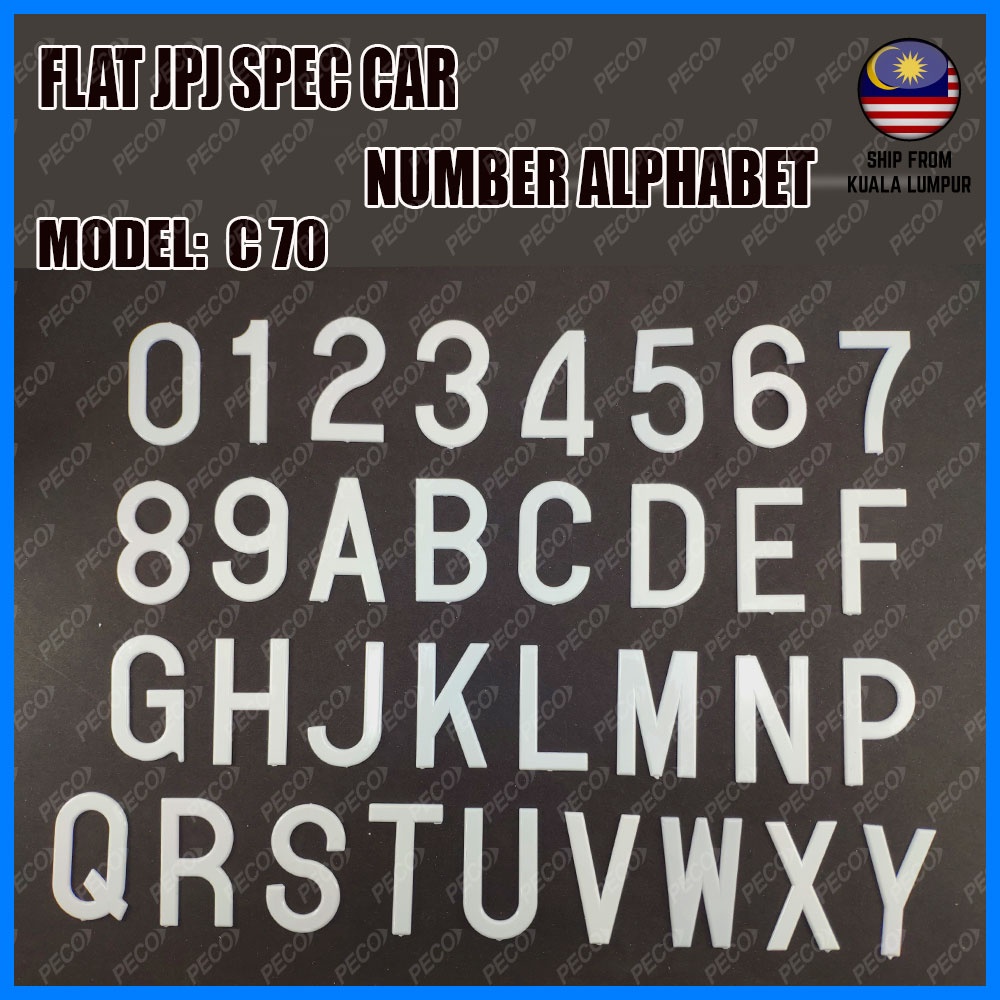 Flat JPJ Spec Car Number Alphabet C70 Nombor Plate Kereta Standard JPJ ...
