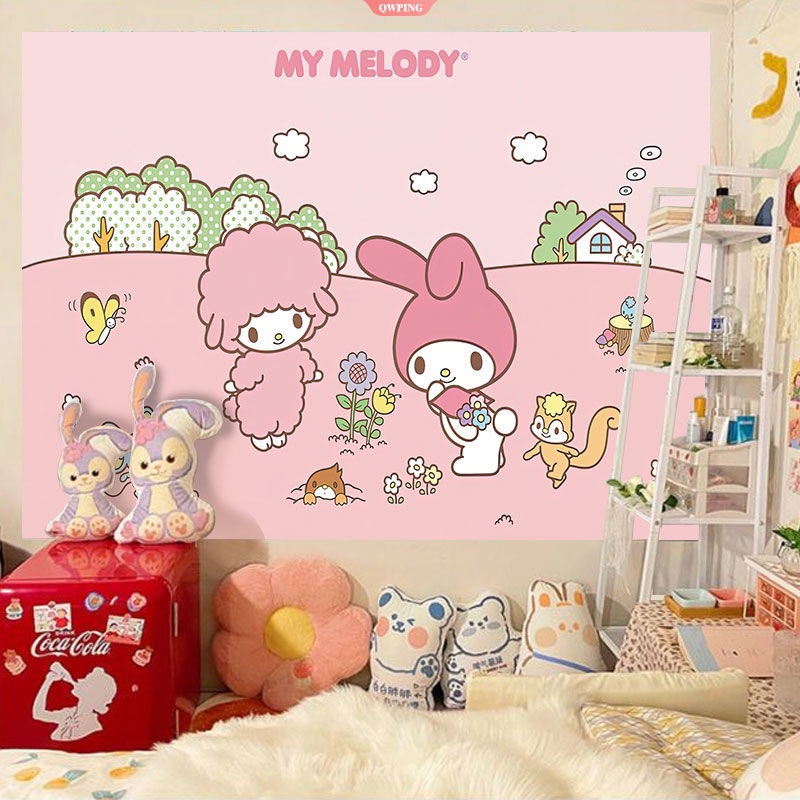 Sanrio My Melody Wall Decals Cute Cartoon Waterproof Wallpaper Self