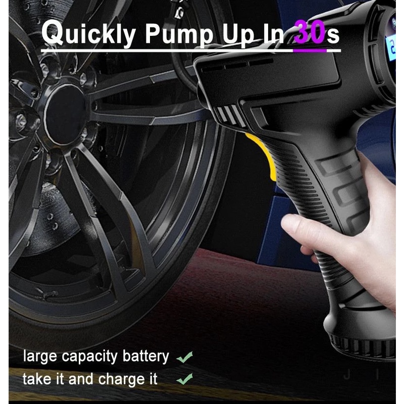 Cordless Rechargeable Electric Tayar Kerata Pump Car Motorcycle Tyre ...