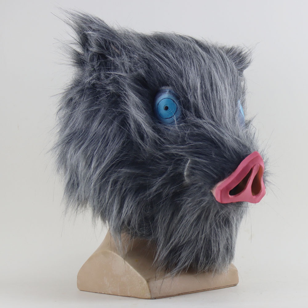 Anime Demon Slayer Mask Mouth Flat Inosuke Plush Pig Head Latex ...