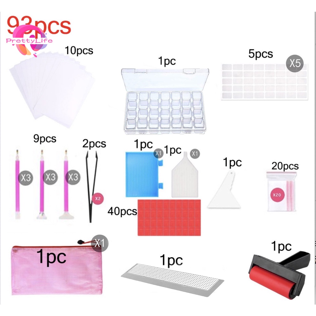 PL 93pcs Set 5D Diamond Painting Kit Quick Box Tool Embroidery ...