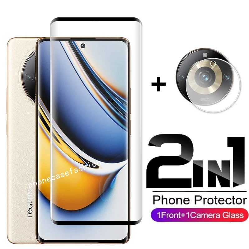 2in1 Full Cover Curved Tempered Glass Screen Protector For realme 11 ...