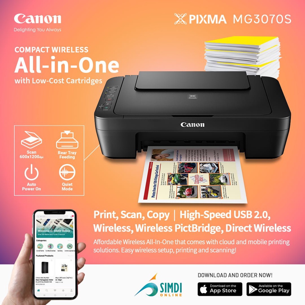 CANON MG3070S MG2577S TS307 Printer All-In-One with Low-Cost Cartridges ...