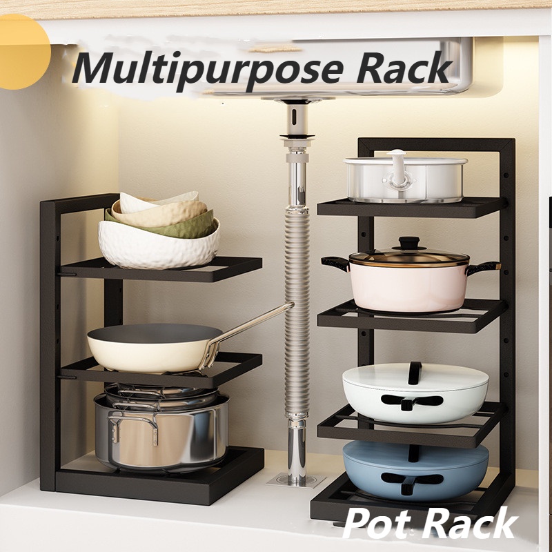 Adjustable Pot Rack Rak Bawah Sinki Rak Letak Barang Dapur Pot Rack ...