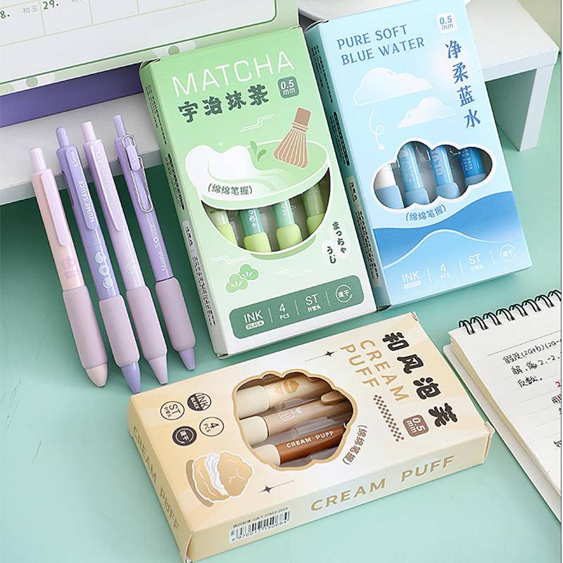 4Pcs/Set Fruit Matcha Cake Kawaii Gel Pen Color Highlighter Set School ...