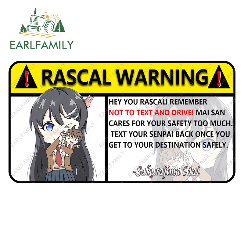 EARLFAMILY 13cm x 7cm for Sakurajima Mai Warning Motorcycle Car ...