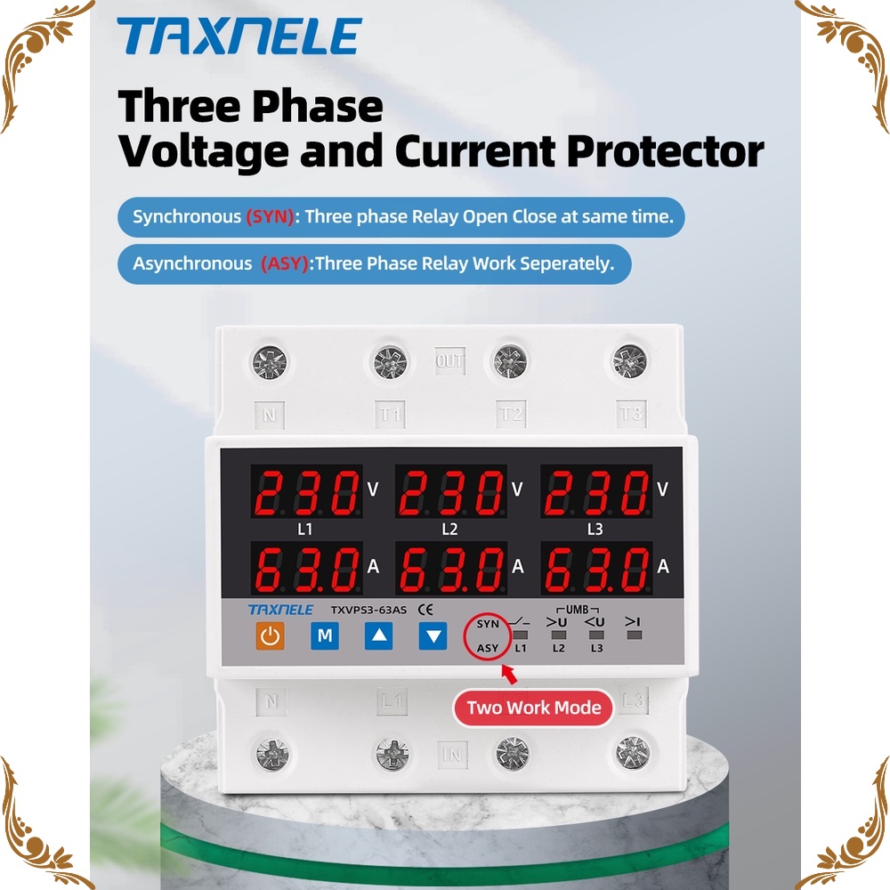 3 Phase 63A SYN ASYNC Synchronous Asynchronous Voltmeter Adjustable ...