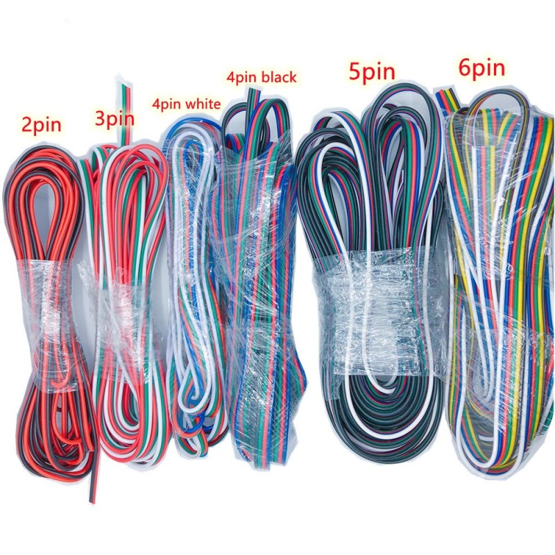 10meters /5meters 2pin/3pin/4pin/5Pin/6pin Extension Cable Wire Led Connector 22AWG for RGB/RGBW ...