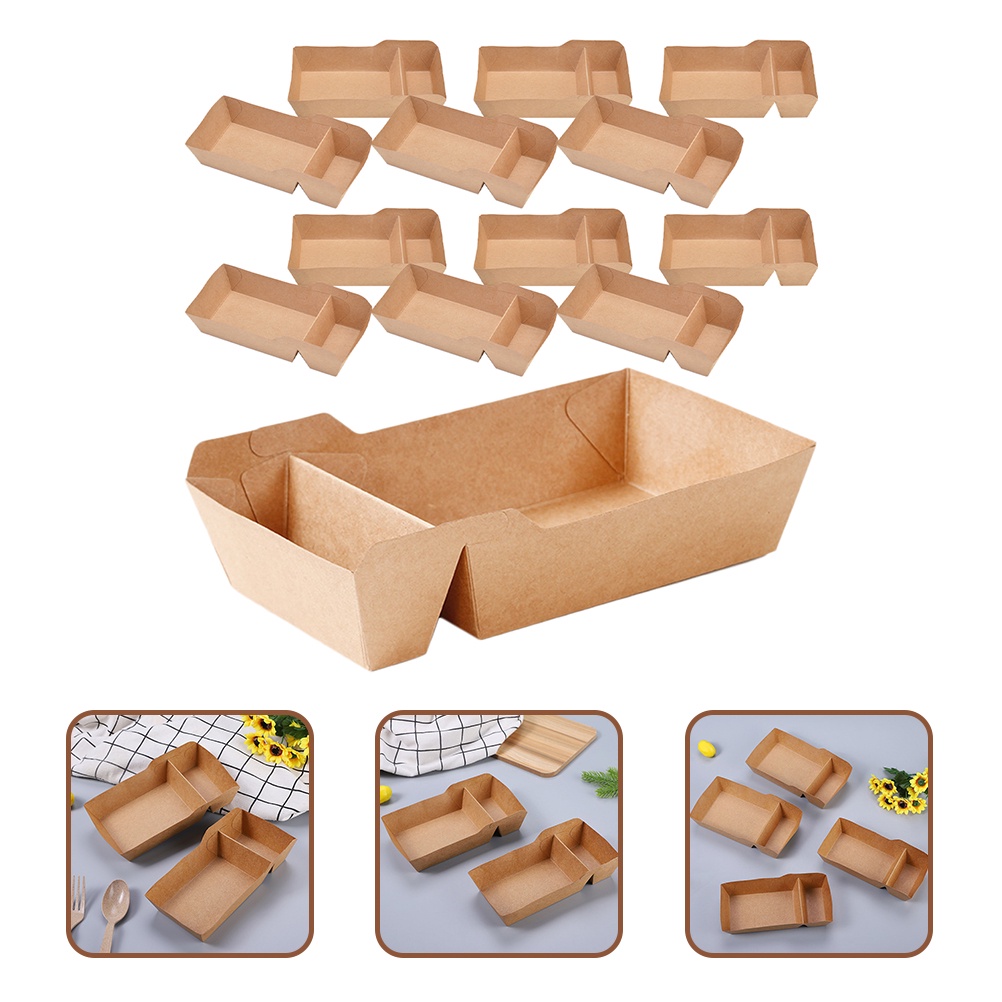 caislongs Kraft Paper Snack Box Hot Dogs Disposable Food Tray Serving ...