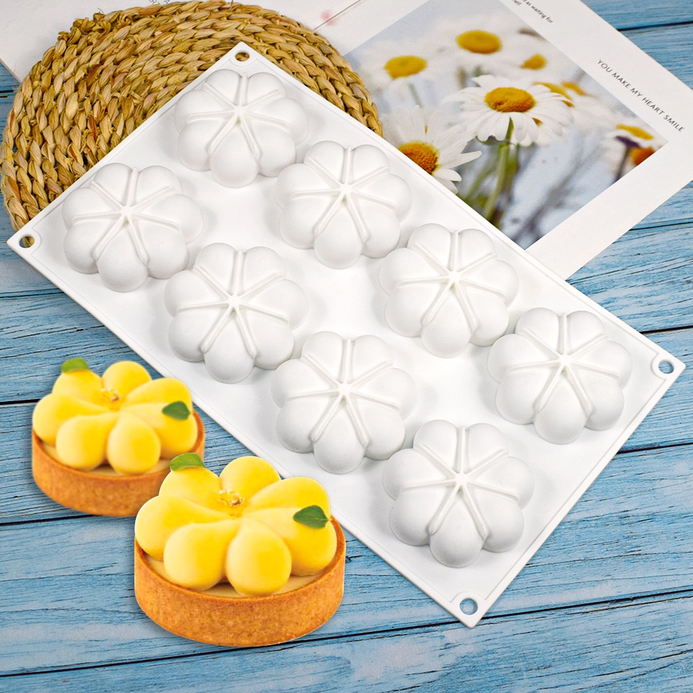 8 Cavity Petal Silicone Mold French Dessert Mousse Cake Mold Valentine ...