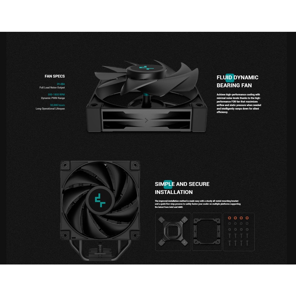 Deepcool AK400 Performance CPU Cooler (Digital | Black | White | Zero ...