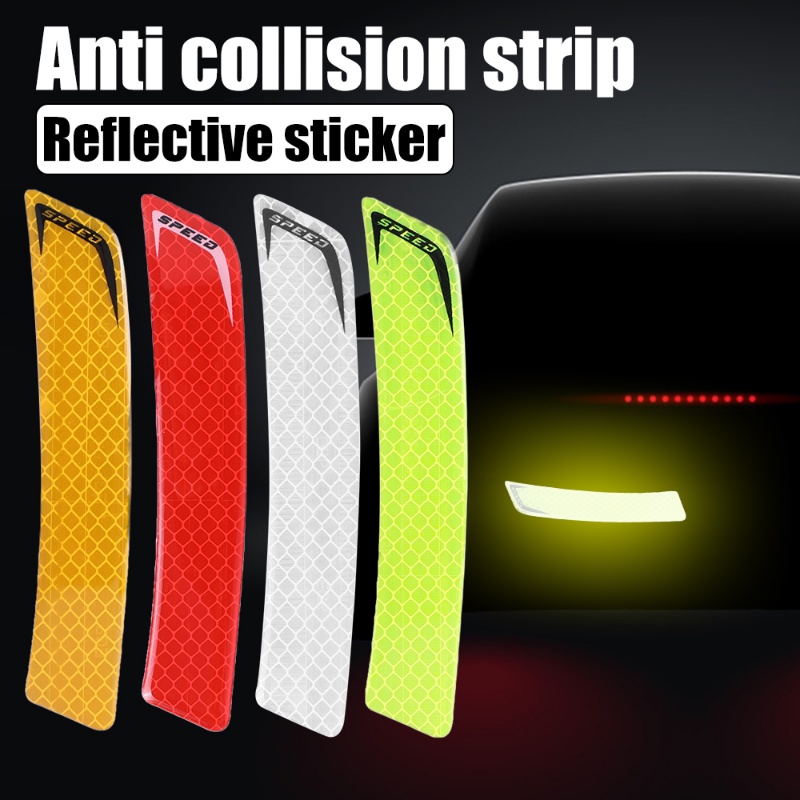 2Pcs Car Bumper Reflective Warning Anti-Collision Strip Sticker Wheel ...