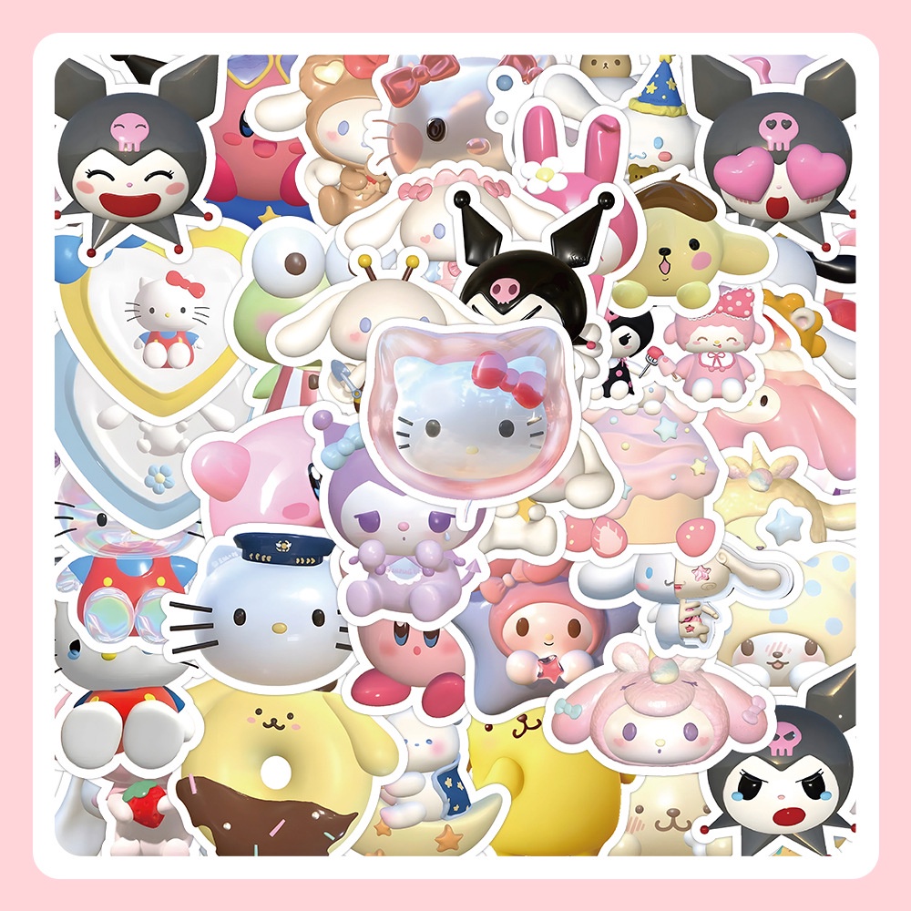 60/100pcs Cute Kulomi 3D Stickers Cartoon Sanrio Waterproof Sticker ...