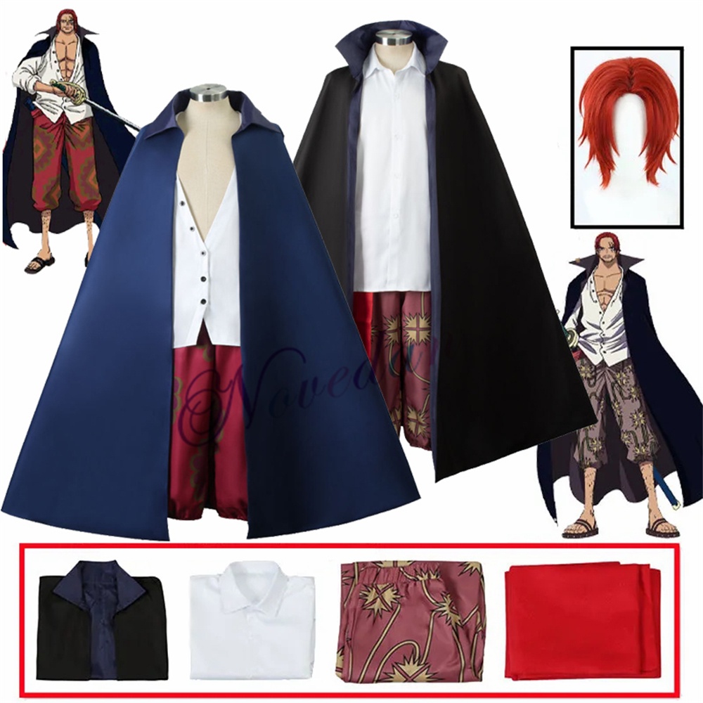 Film Red Hair Shanks Cosplay Anime Costume Cape Cloak One Piece Kimono ...