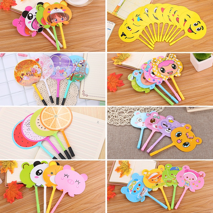 Multiple Cartoon Fan Pens Cute Learning Stationery Fan Ballpoint Pen ...