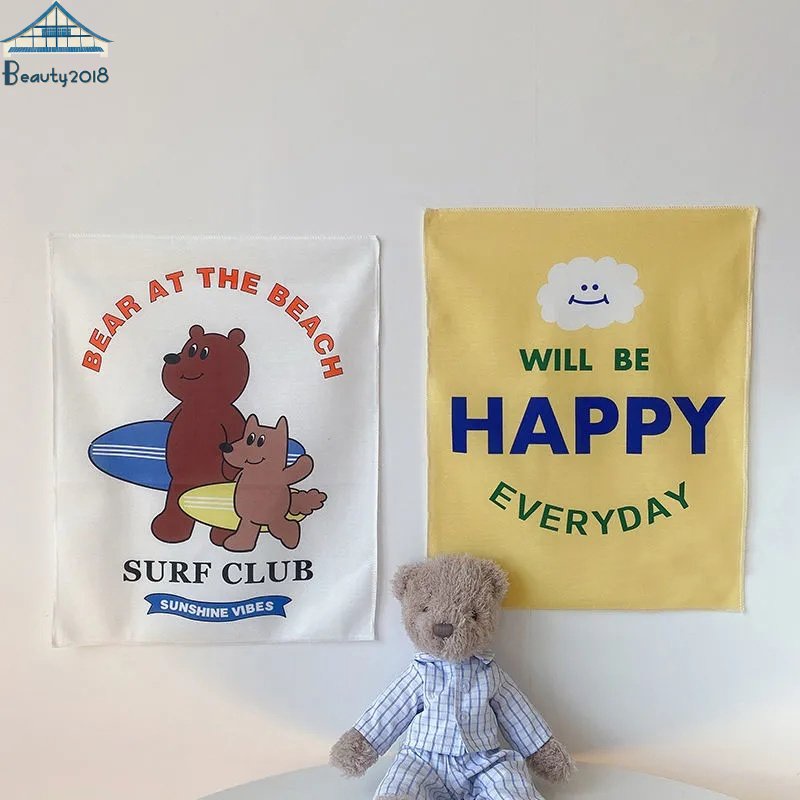 Cute Cartoon Wall Hanging Cloth Ins Wall Decor Mini Tapestry Wall Art ...