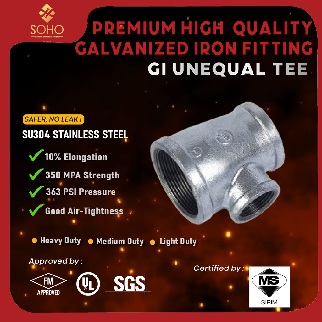 LOJI Gi Unequal Tee Water Pipe Elbow Socket Stainless Steel Valve ...