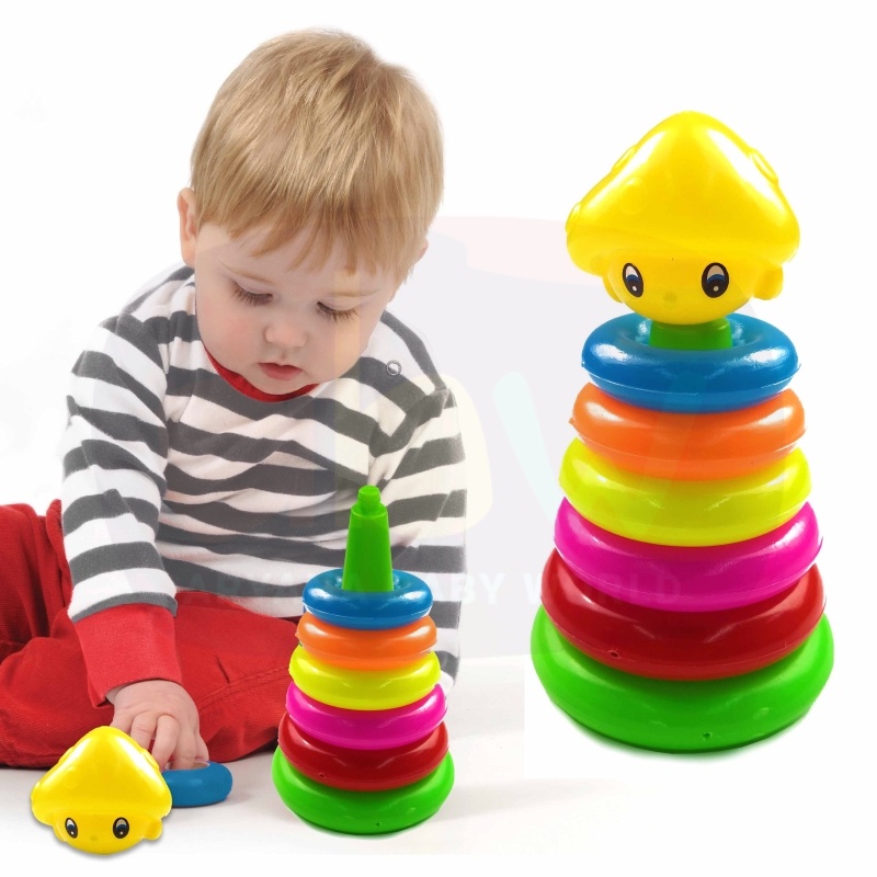 Mainan Bayi Baby Toy Mushroom Stacking Ring Toy Kids ( Stack Ring Play ...