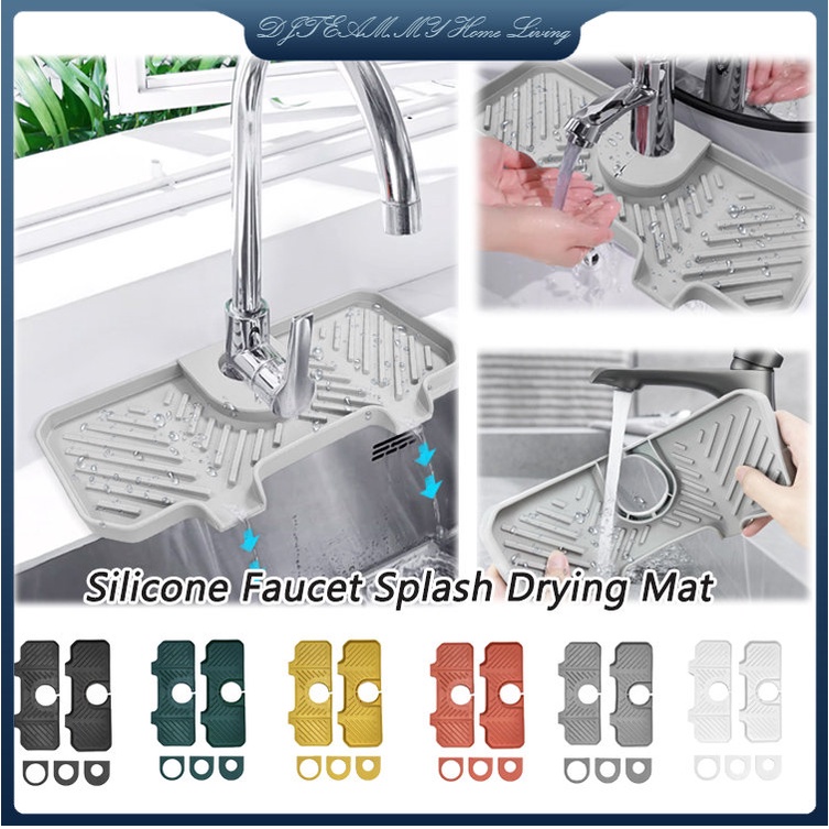 【READY STOCK】Silicone Faucet Splash Drying Mat with Buckle Set Kitchen ...