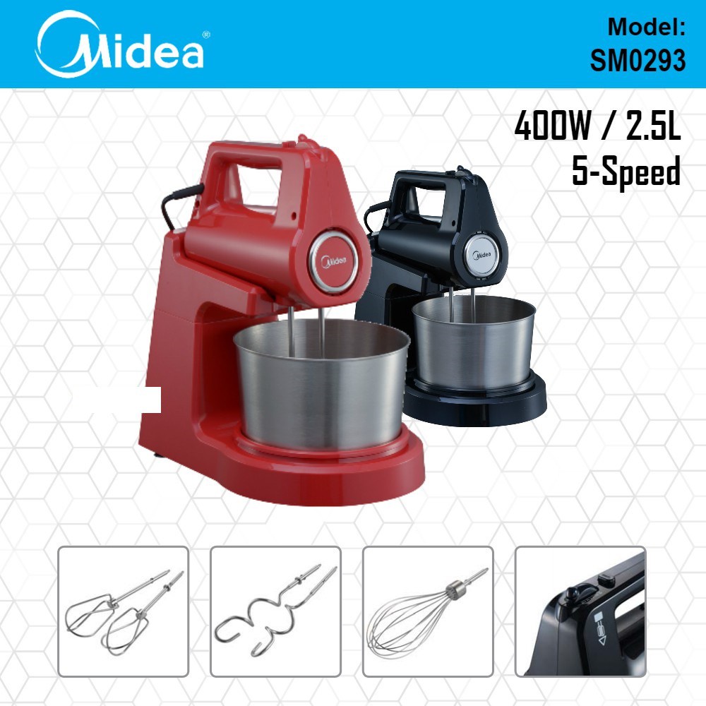 (BUBBLE WRAPPING )Midea Cake Mixer SM0293 Stand Mixer 400W [5 Speed ...