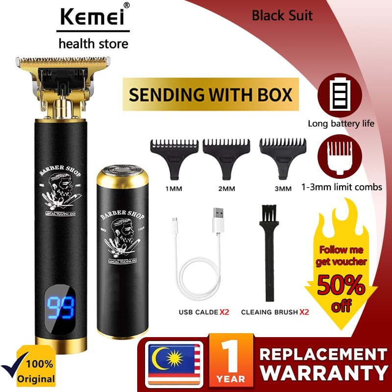 Kemei KM-T10 Beard Electric Shaver Hair Trimmer Body Facial Rechargeable Mini Clean Flawless ...