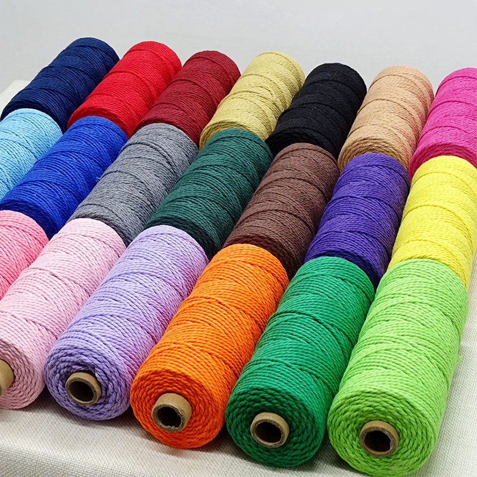 2mm 100M 100% cotton macrame rope ribbon DIY sewing round macrame cord ...