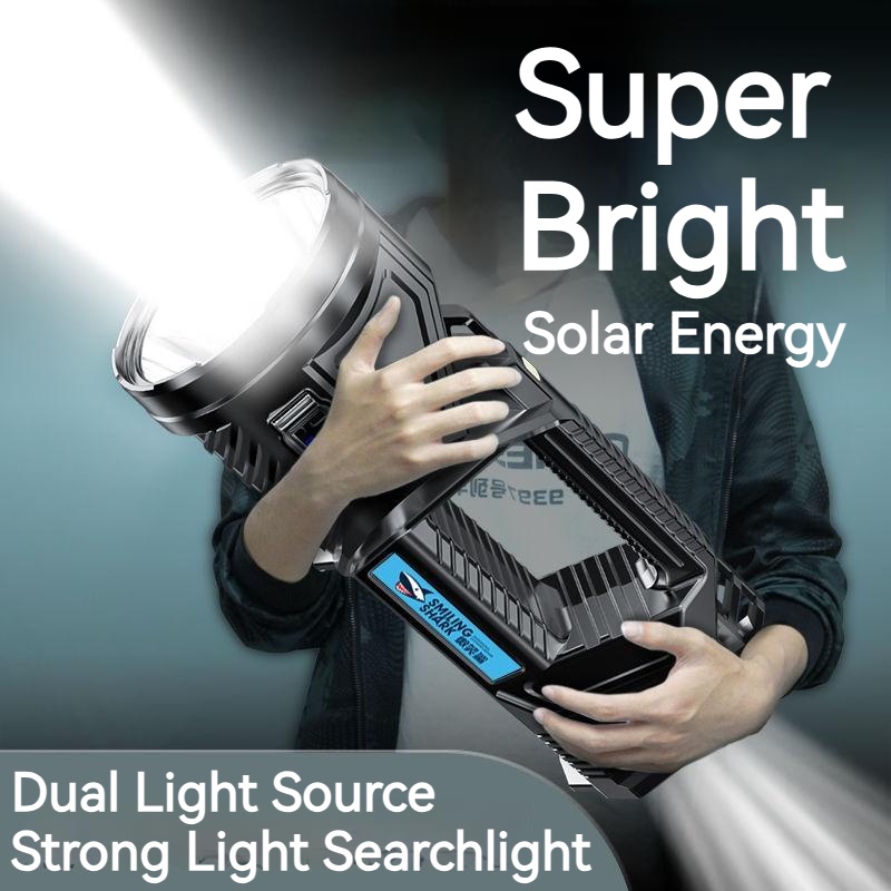 Strong Light Long Range Searchlight Zoomable Solar Energy Flashlight ...