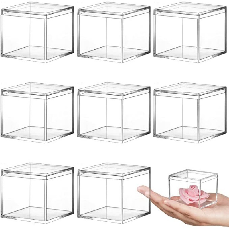 Mini Transparent Acrylic Boxes With Cover Plastic Organizer Small Gift ...