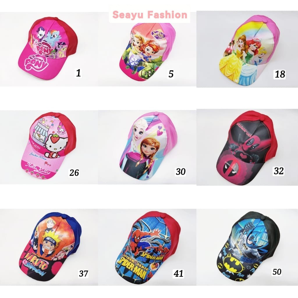 Kids Hats Girls Boys Cartoon Children Kids Cap Adjustable Topi Budak ...