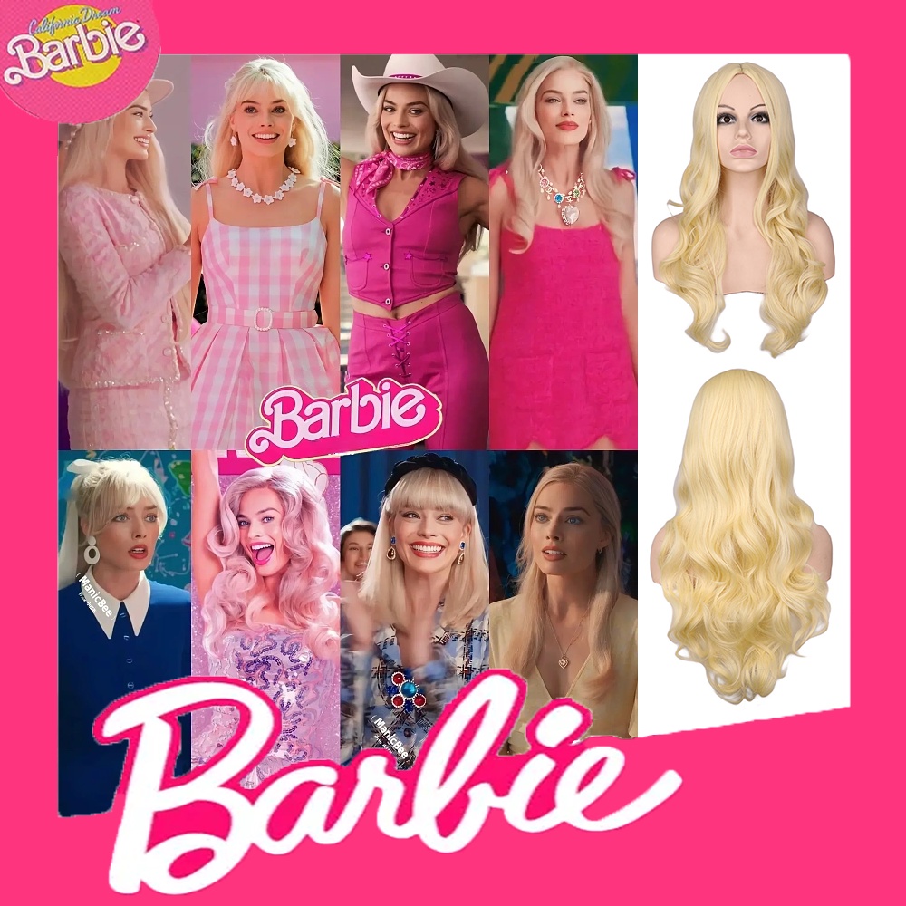Barbie Wig 70cm Women's Wig Big Wave Wig Barbie Movie Surrounding ...