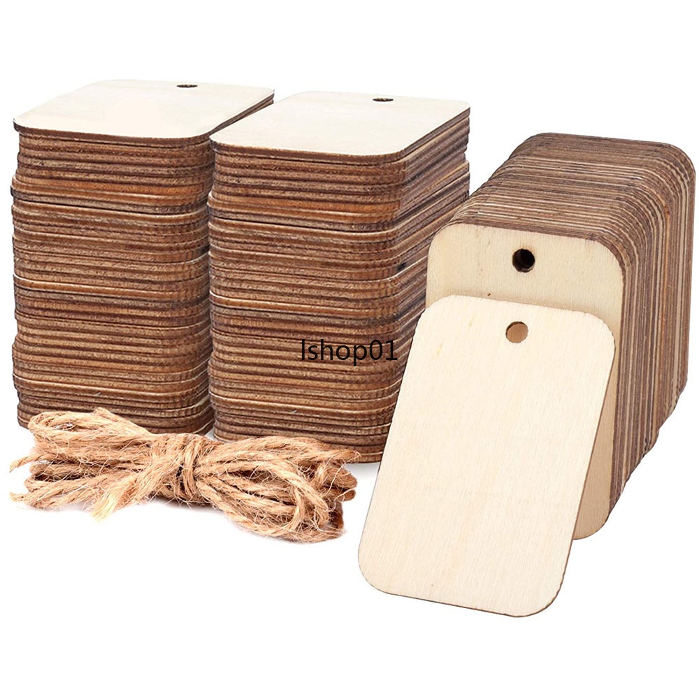 100 Pcs Ornament Wood Planks Tags Wooden Hanging Labels Sheet DIY ...