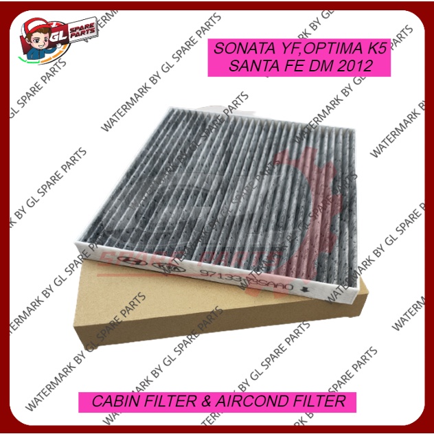 HYUNDAI SONATA YF KIA OPTIMA K5 SANTA FE DM 2012> CABIN FILTER & AIRCOND FILTER (BLACK) 97133 ...
