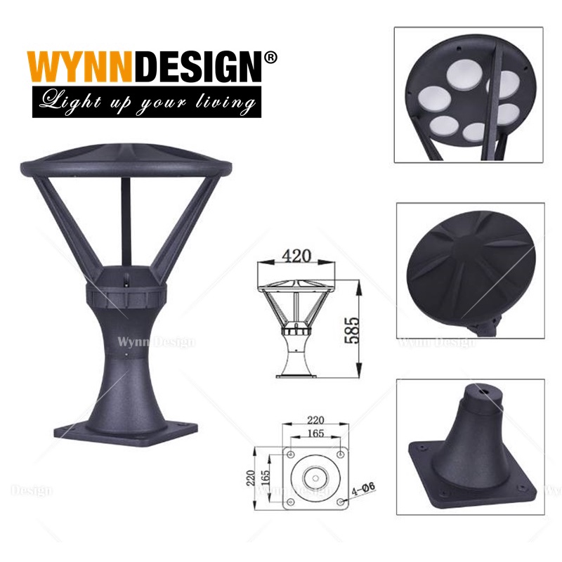 Wynn Design 48w High Power Modern Gate Lamp Pillar Lamp IP67 Factory ...