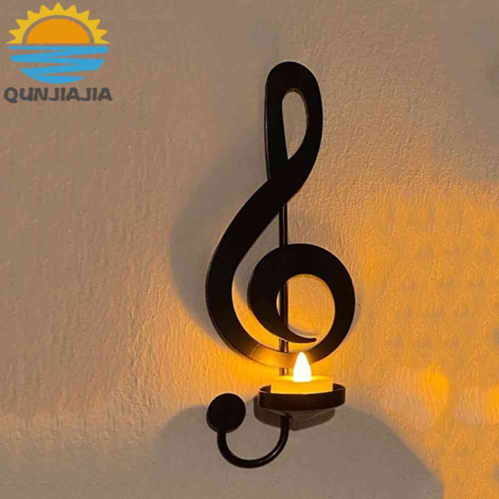 Metal Music Note Candle Holder Black Decorative Candlestick for Party ...