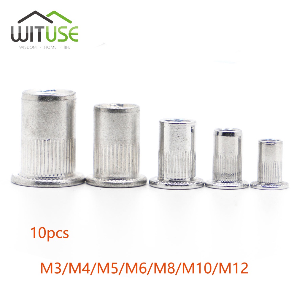 10PCS M3 M4 M5 M6 M8 M10 M12 Aluminum Alloy Rivnut Flat Head Threaded Insert Rivet Nut | Shopee ...