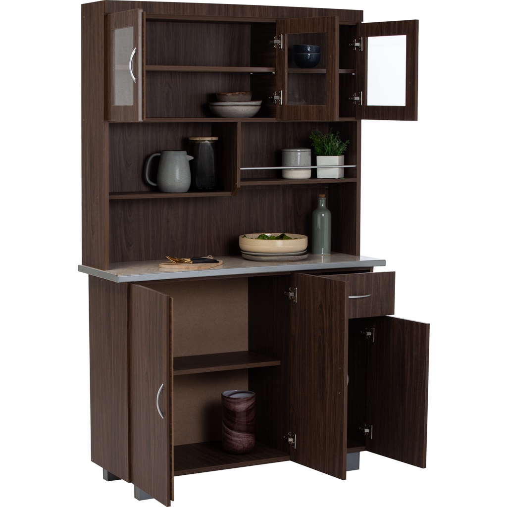 WONDERFUL Almari Dapur Frey 1.2M tall kitchen cabinet in Walnut colour ...