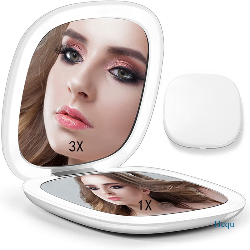 HEQU Pocket Magnifying Makeup Mirror Compact Mirror With LED ...