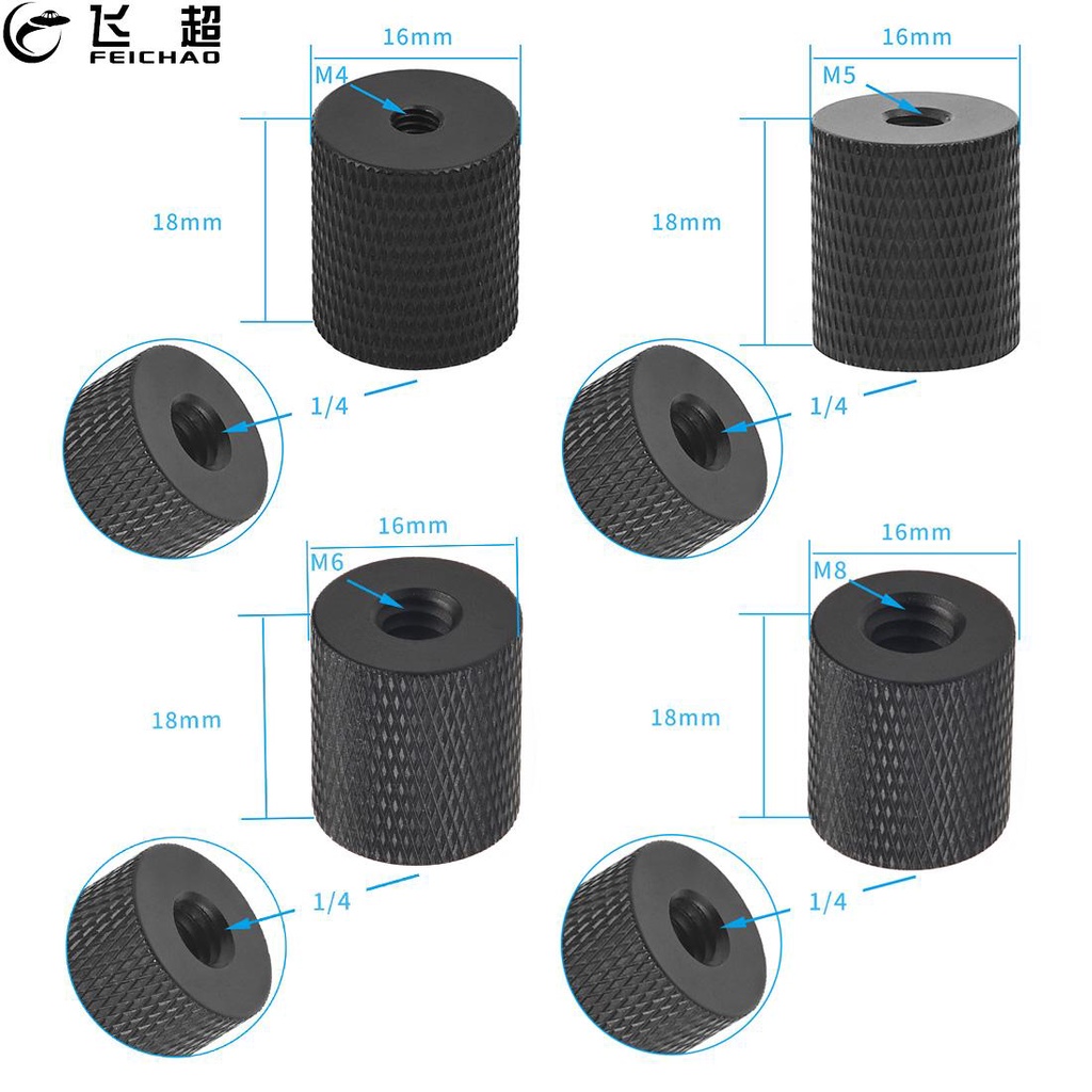 FEICHAO 1Pc 1/4 to M4 M5 M6 M8 M10 Threaded Screw Nut Converter Mount ...