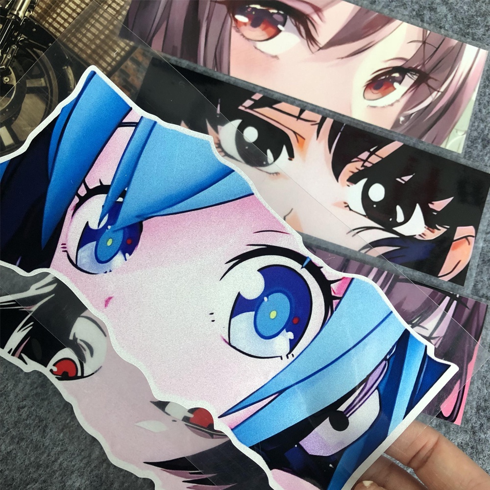 Gaze Eyes Reflective Motor Bike Car Sticker JDM Japanese Anime Two ...