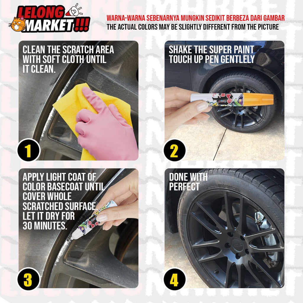 Perodua MYVI Touch Up Paint Car Bumper Black Spot Rim Black 2 IN 1 ...