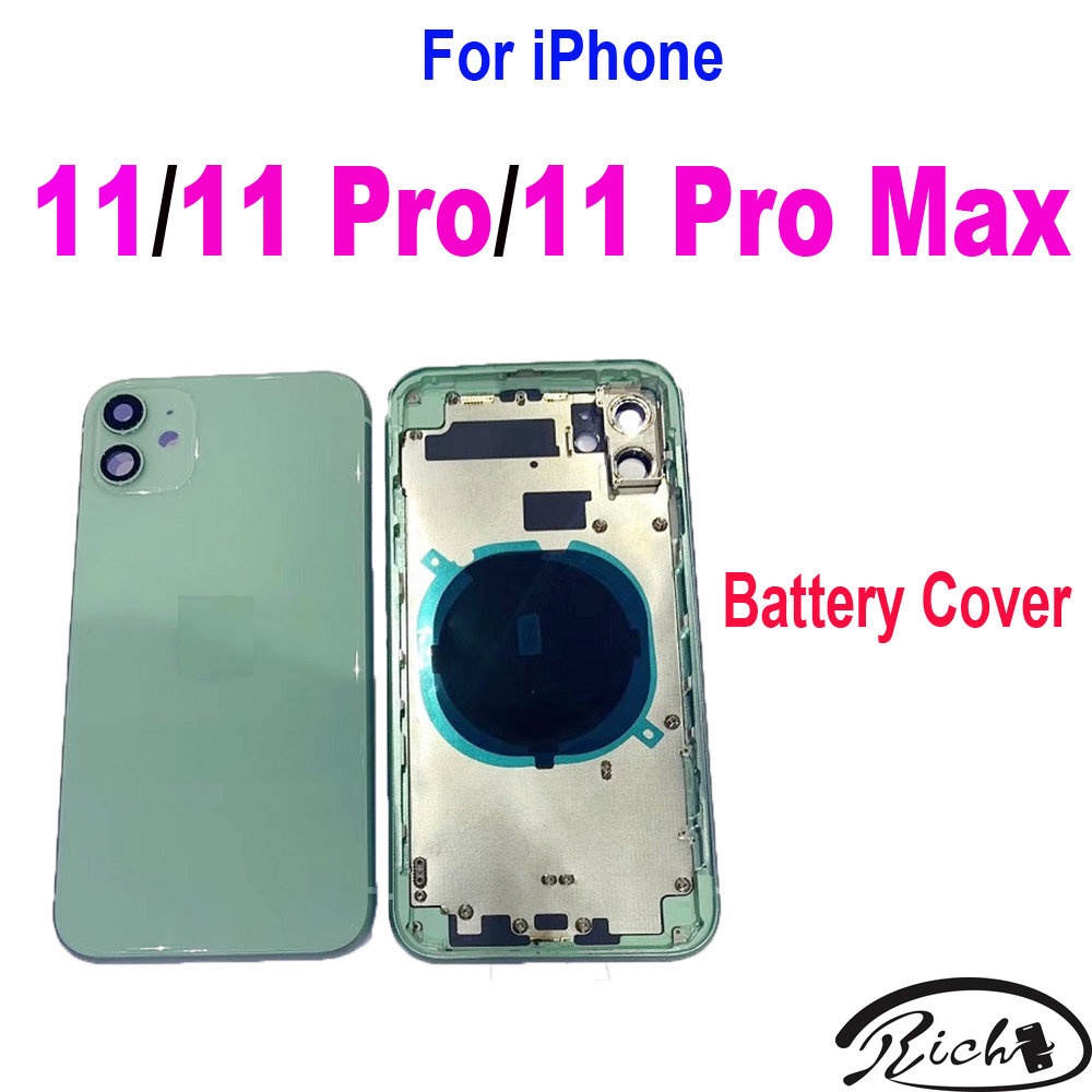Full Housing For iPhone 11/11Pro/ 11 Pro Max Back Glass Battery Cover Middle Frame Chassis ...