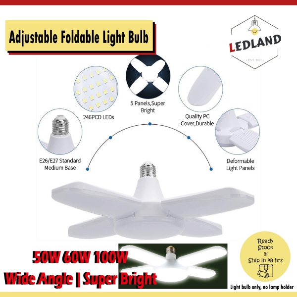 LEDLAND Adjustable Foldable Wide Angle Super Bright LED Light Bulb 50w ...