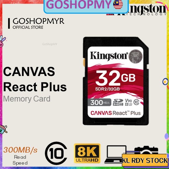 Kingston Canvas React Plus SD Card Class 10 UHS-II Cinema Camera Memory Card for Ultra HD 4K and ...