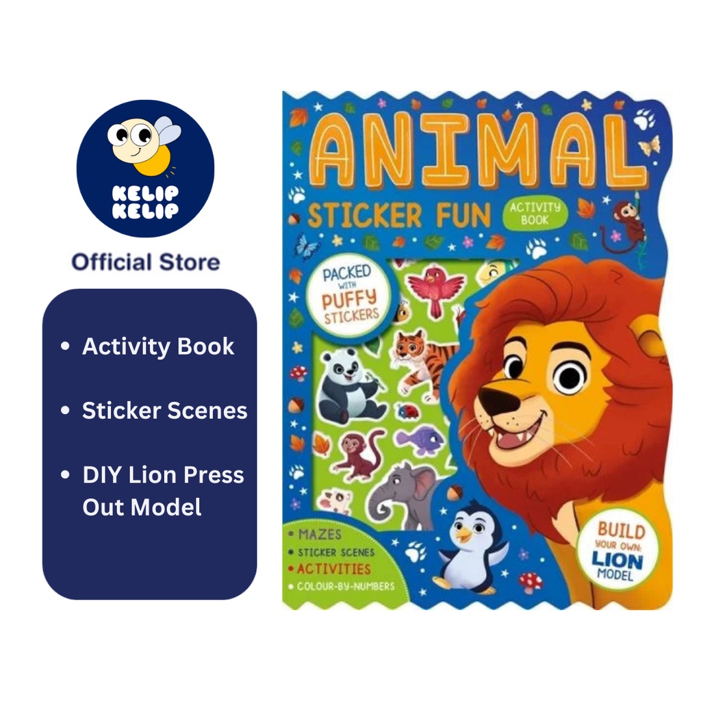 Animal Sticker Fun Activity Book For Kids With Puffy Stickers Mazes ...