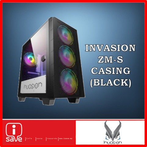 INVASION ZM-S Micro ATX Tempered Glass Gaming Case with 4 aRGB Fan ...
