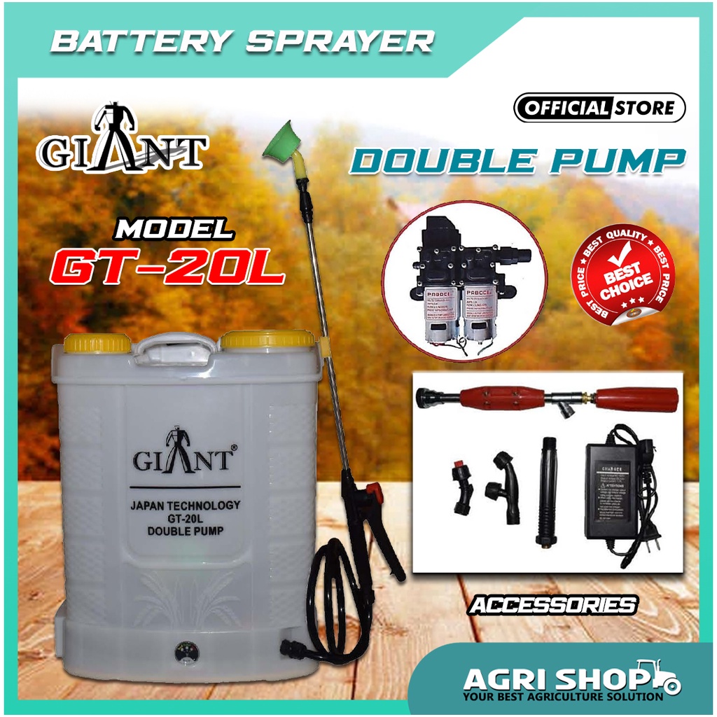 Agrishop GIANT Battery Sprayer GT-20L Double Pump Powerful And Heavy ...